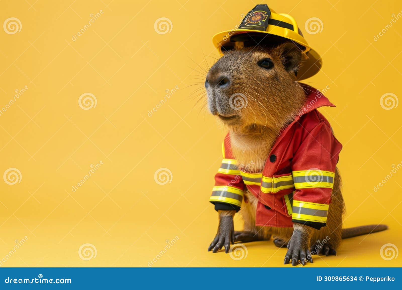 Funny and Cute Capybara Wearing in Different Uniforms on the Colour ...