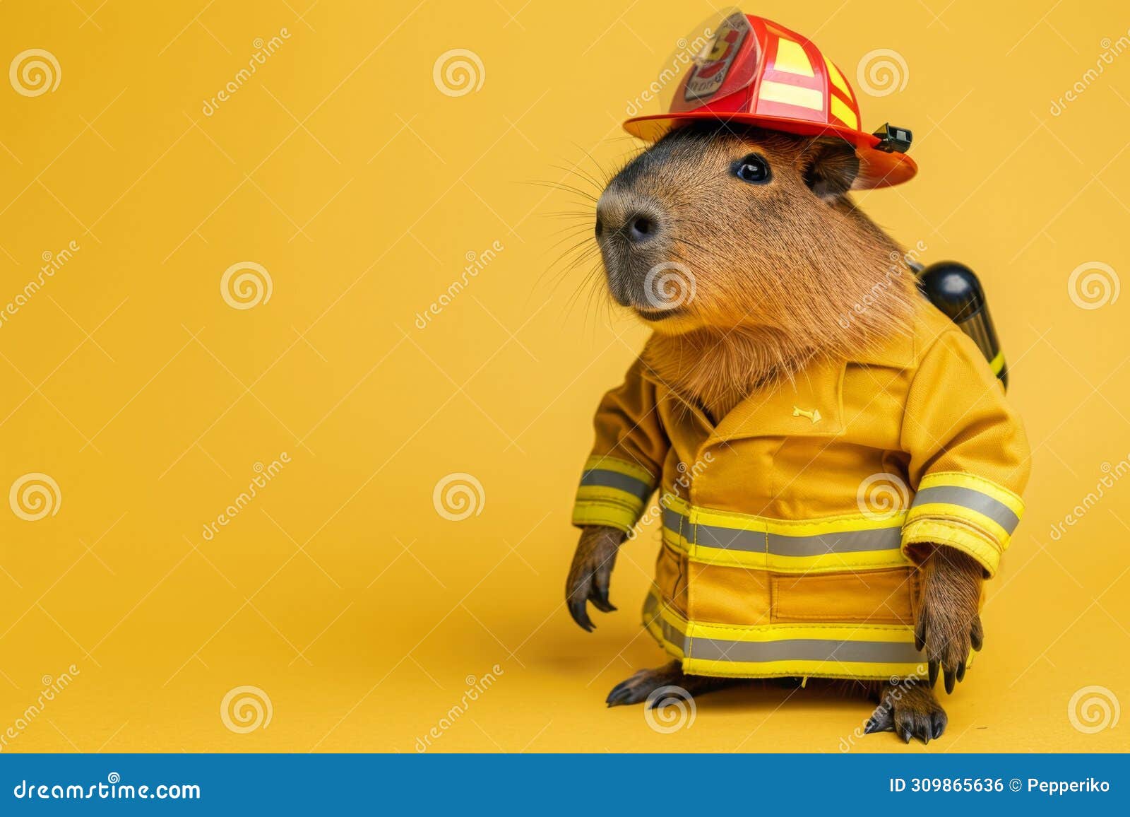 Funny and Cute Capybara Wearing in Different Uniforms on the Colour ...