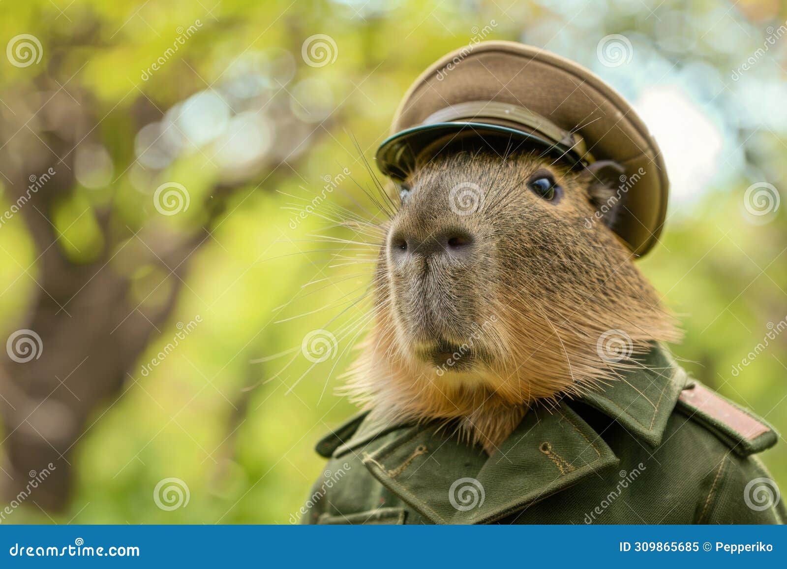 Funny And Cute Capybara Wearing In Different Uniforms On The Colour ...