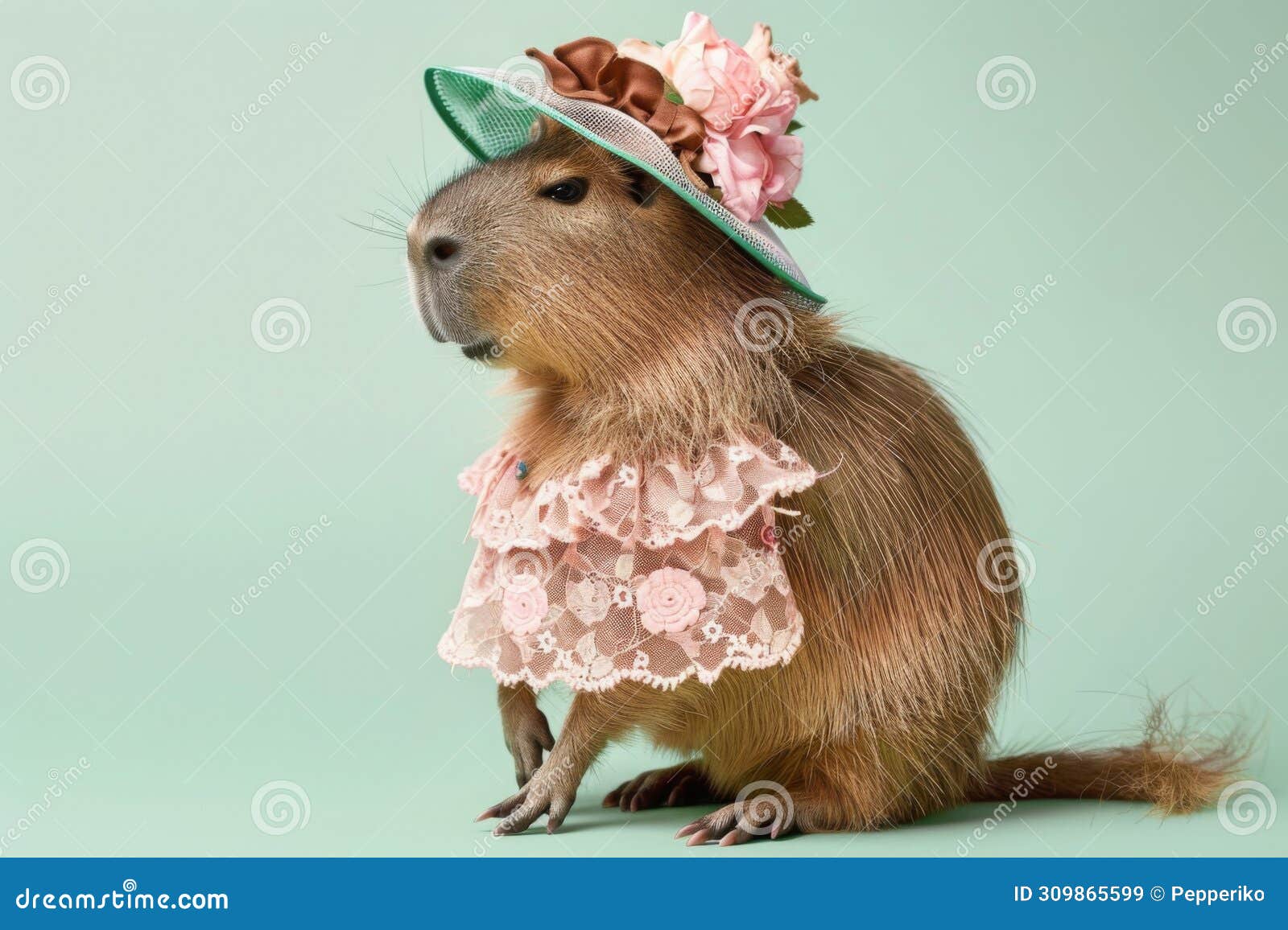 Funny and Cute Capybara Wearing in Different Uniforms on the Colour ...