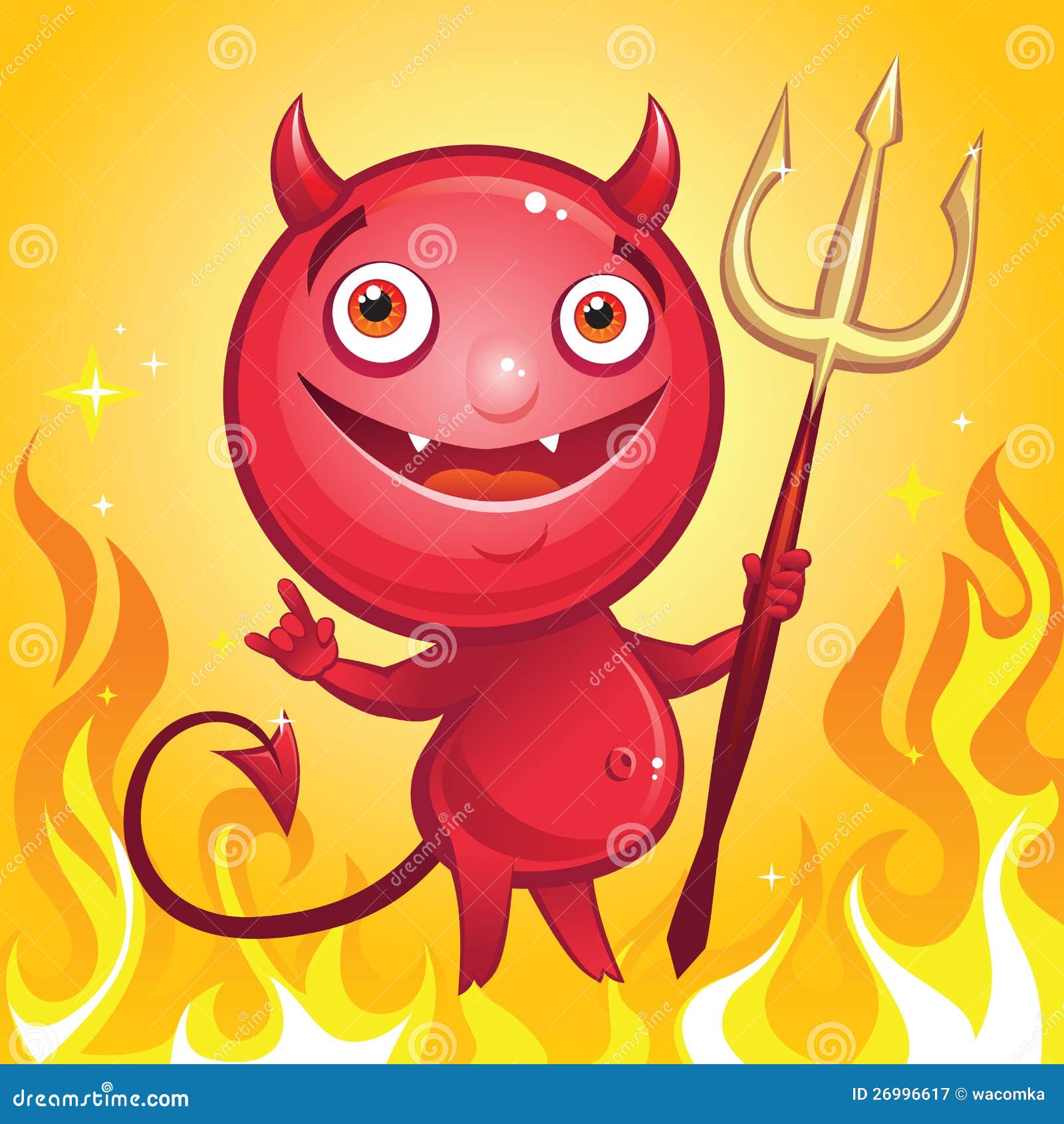 Funny Cute Cartoon Devil Smiling Stock Vector - Illustration of devil ...