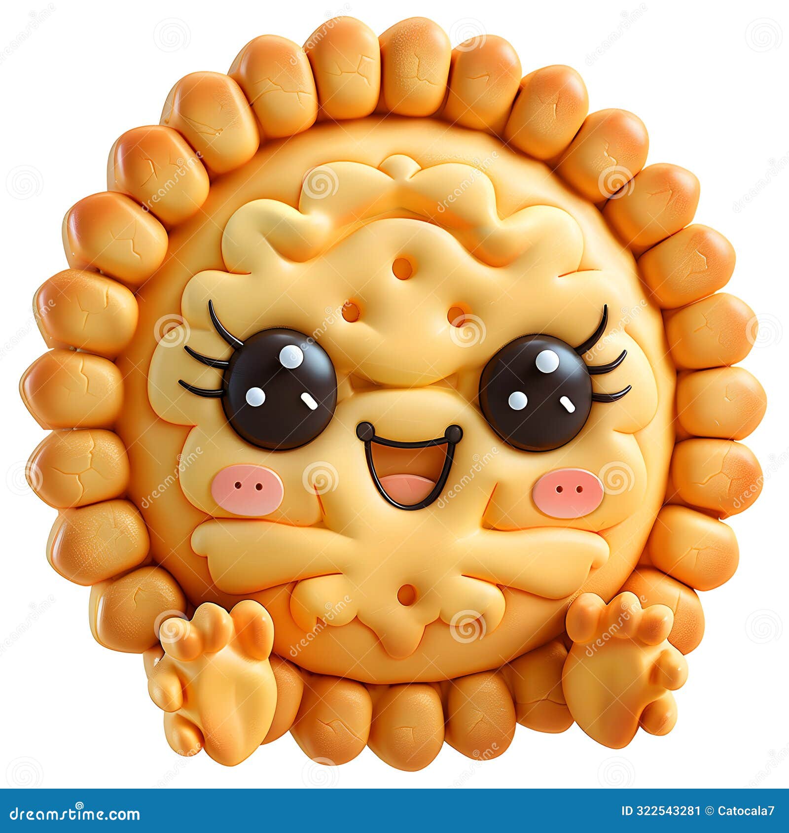 Funny Cute Cracker Cookie with Hands and Eyes, 3d Illustration on White ...