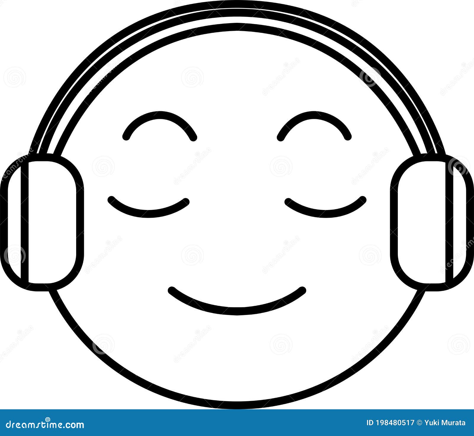 Funny Cute Emoticon Outline Stock Vector - Illustration of listening ...