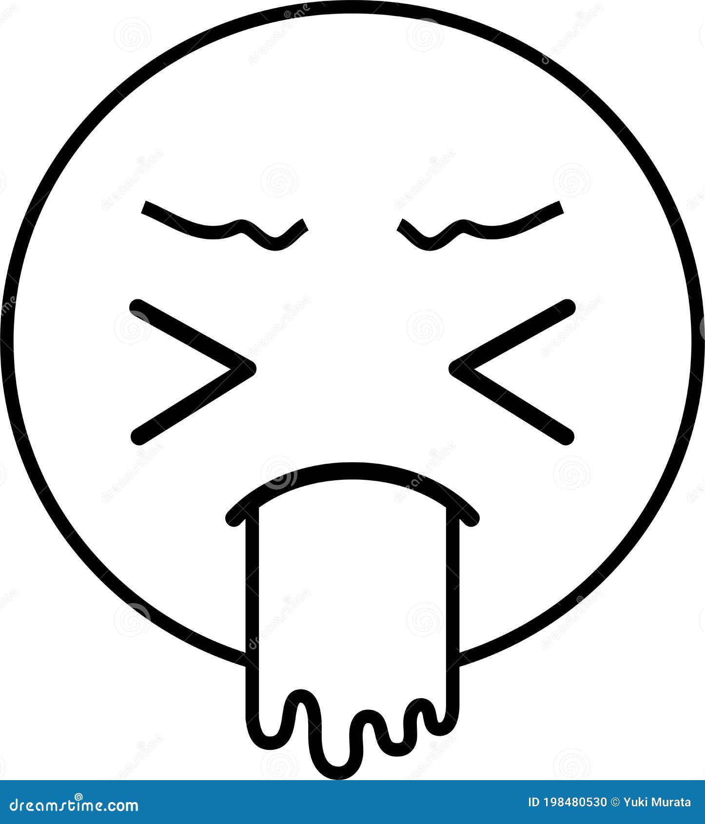 Funny Cute Emoticon Outline Stock Vector - Illustration of cute ...