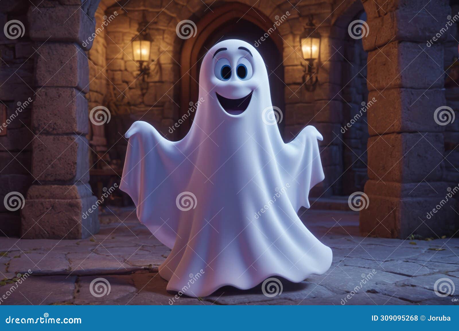 Funny and Cute Ghost Character Wearing Sheet Stock Illustration ...