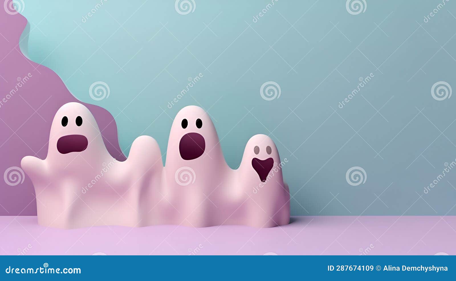 Funny Cute Ghosts on a Blue Background 1 Stock Image - Image of ...