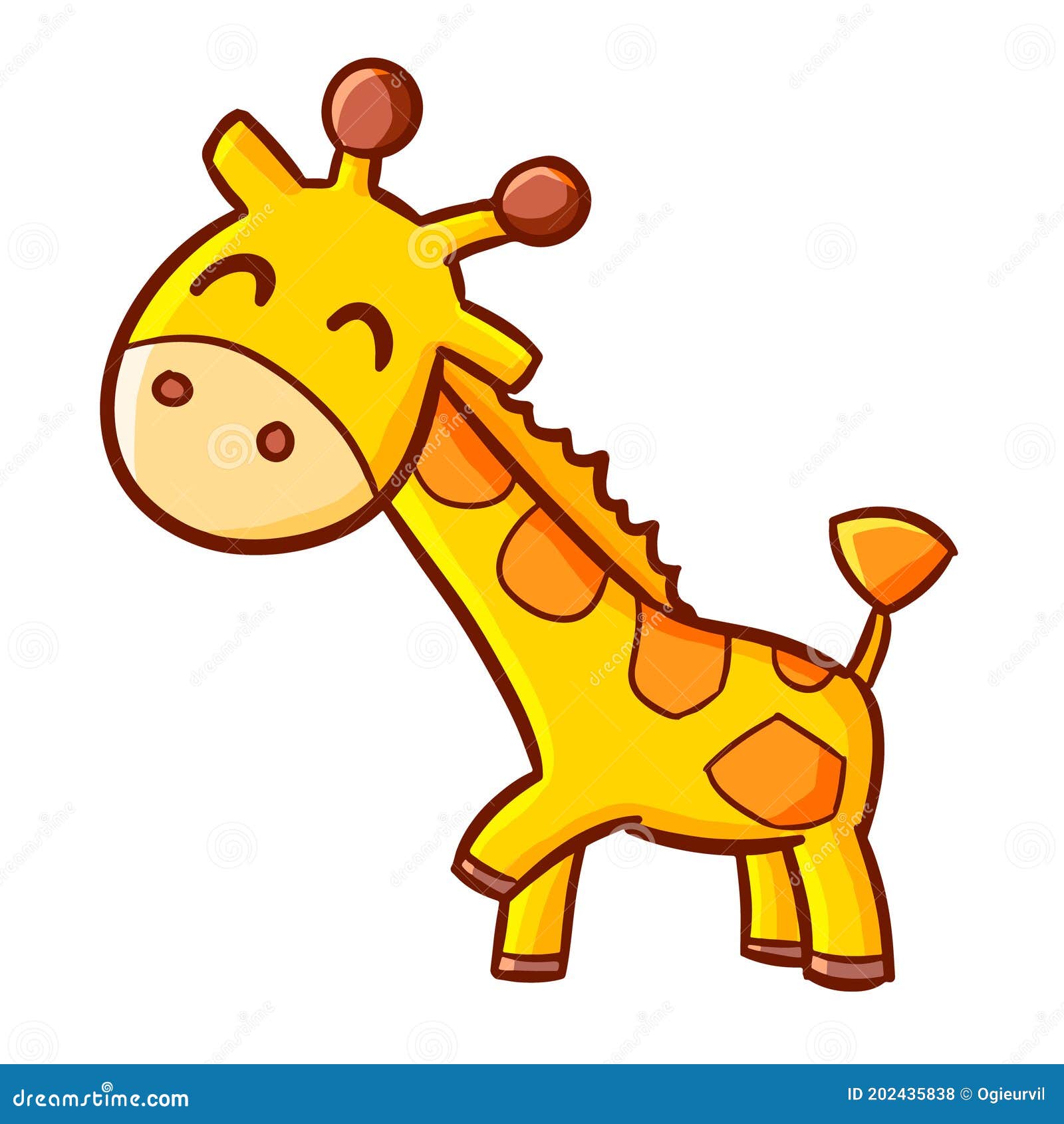 Funny and Cute Giraffe Smiling - Vector. Stock Vector - Illustration of ...