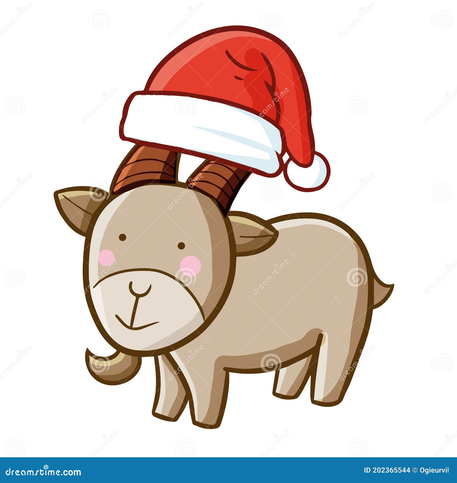 Funny and Cute Goat Wearing Santa`s Hat and Smiling Stock Vector ...