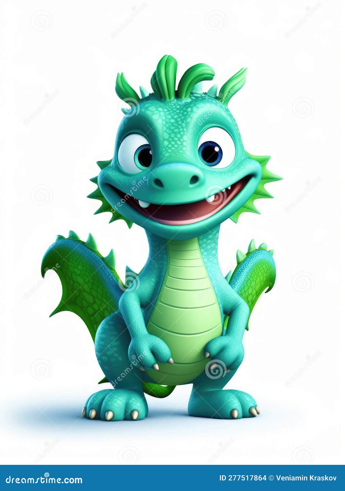 Funny cute green dragon stock illustration. Illustration of tale ...