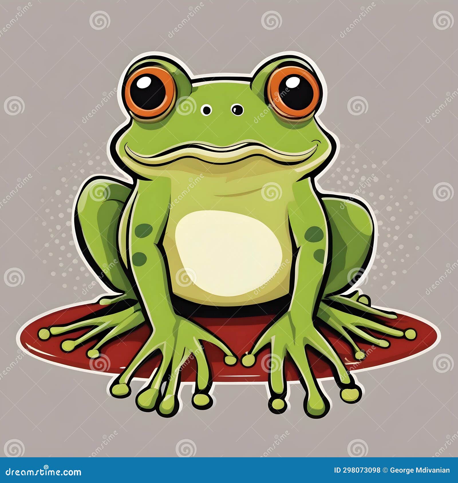 Funny Cute Green Frog Portrait Stock Illustration - Illustration of ...