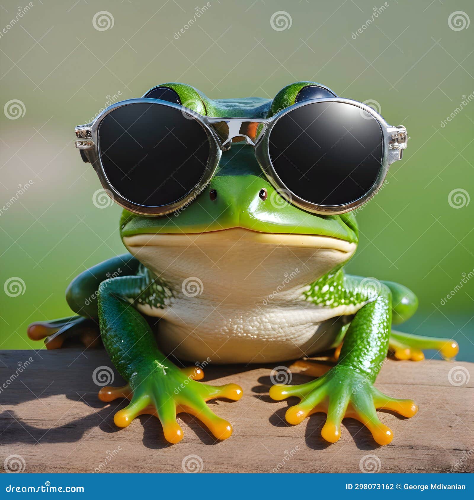 Funny Cute Green Frog Portrait Stock Illustration - Illustration of ...