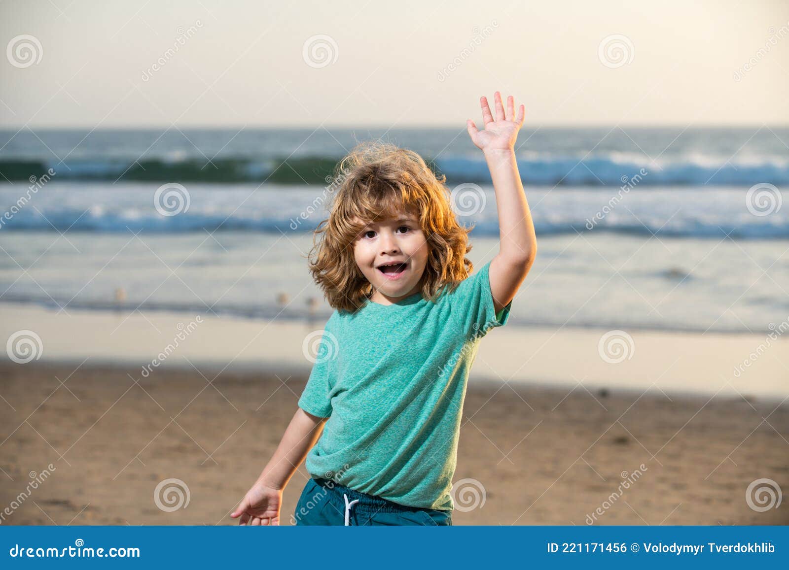 Funny Cute Kid Boy Walking the Sea Beach. Stock Photo - Image of ...
