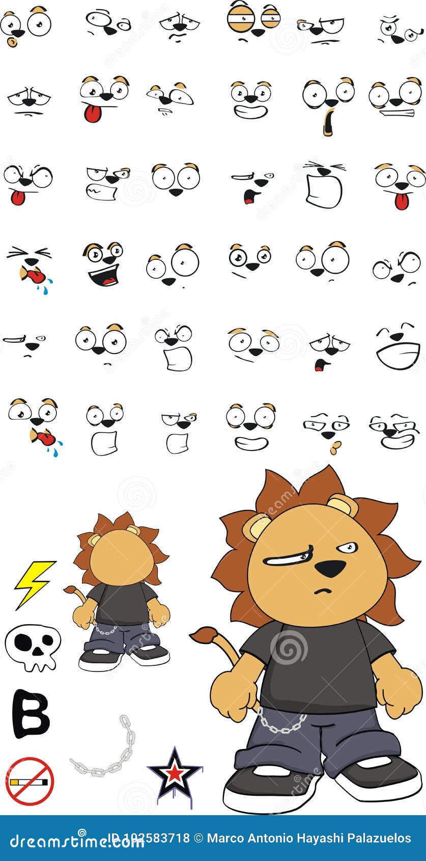 Grumpy Kid Lion Cartoon Expressions Set Stock Vector - Illustration of ...