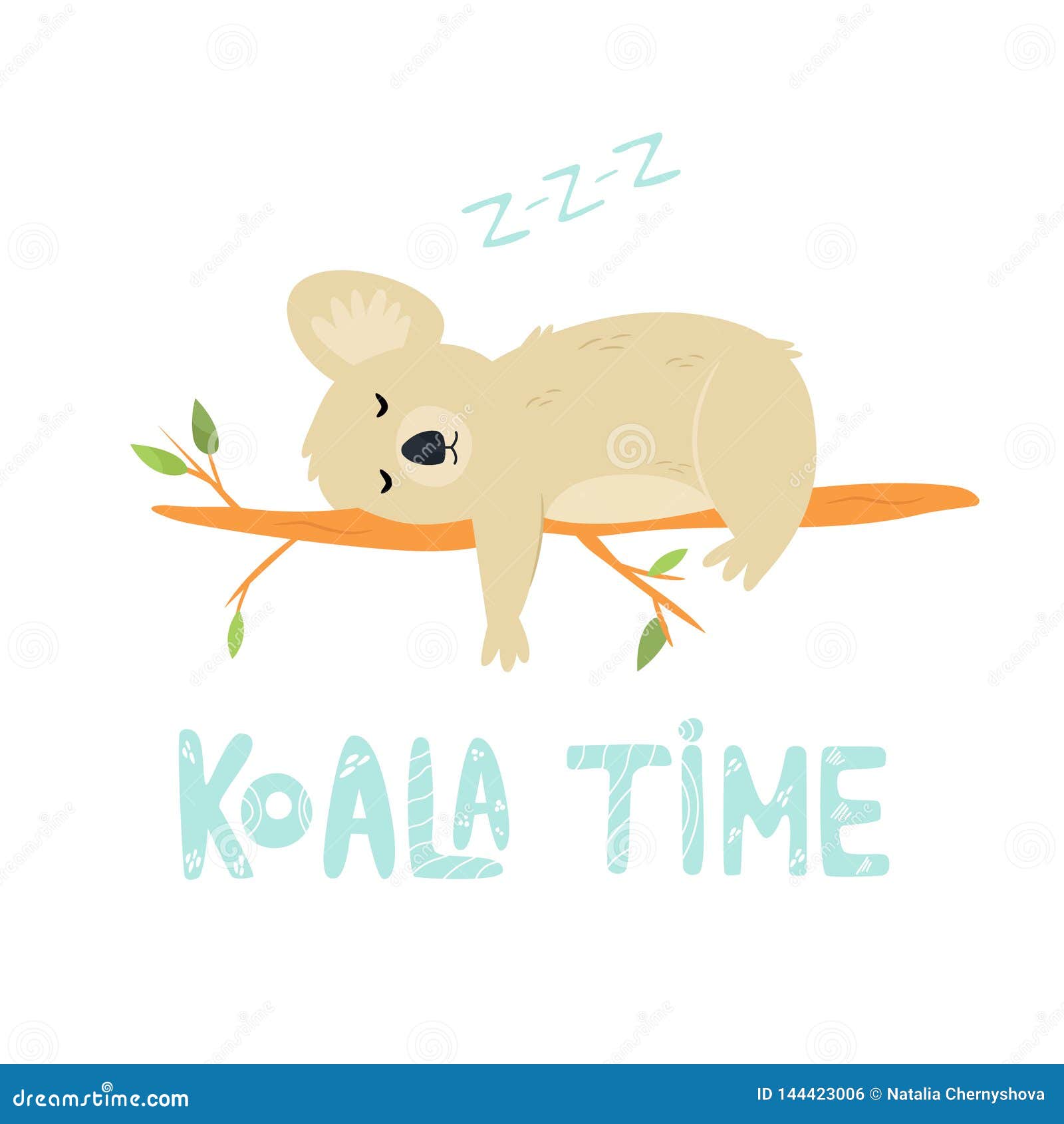 Funny Cute Koala Sleeping on a Tree Stock Vector - Illustration of ...