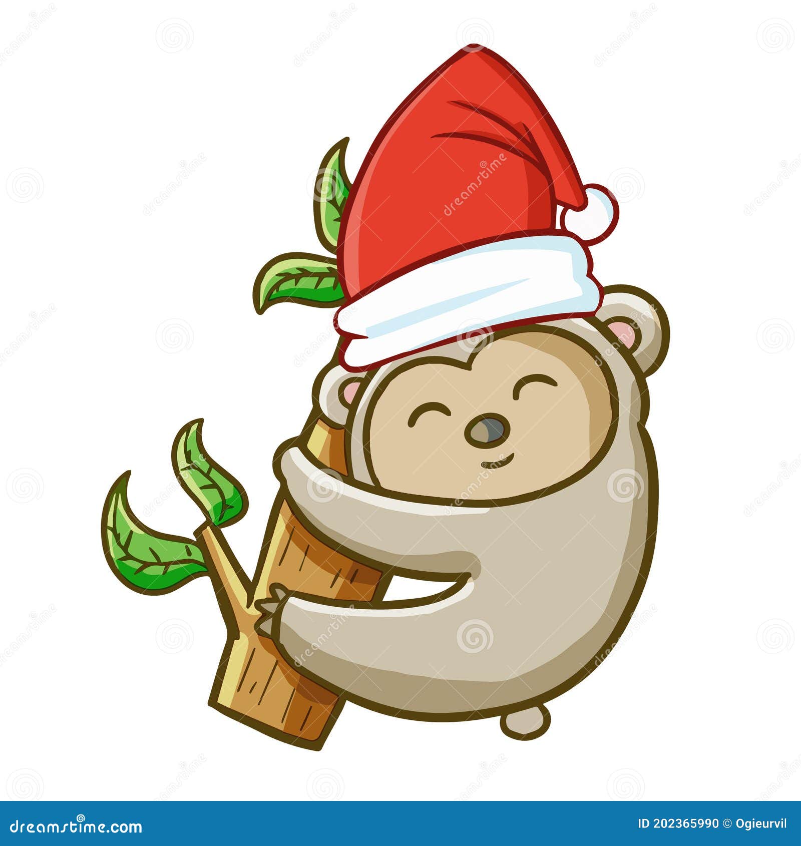 Funny and Cute Koala Wearing Santa`s Hat in Doodle Style Stock Vector ...