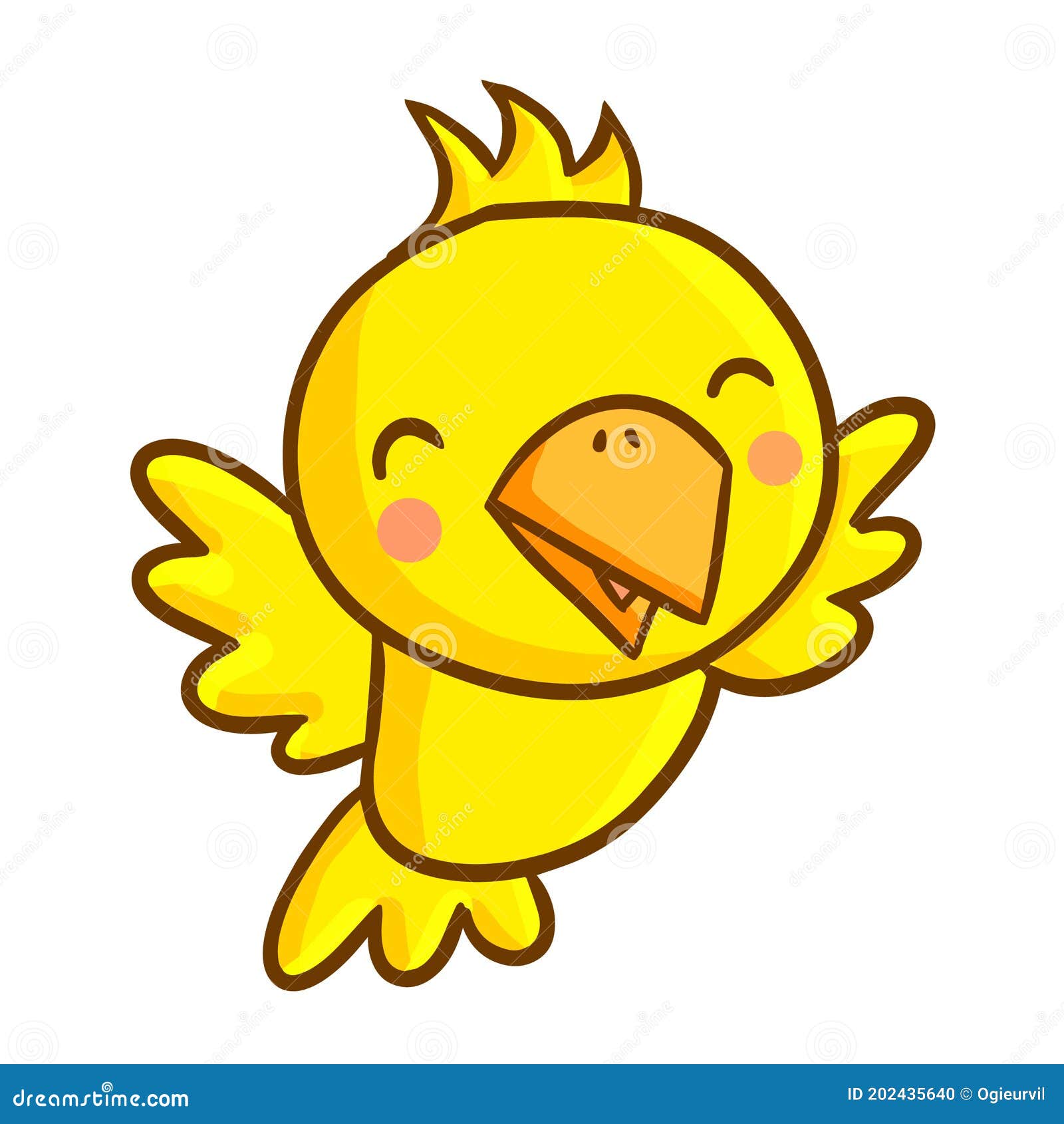 Funny and Cute Little Yellow Bird Smiling Happily Stock Vector ...