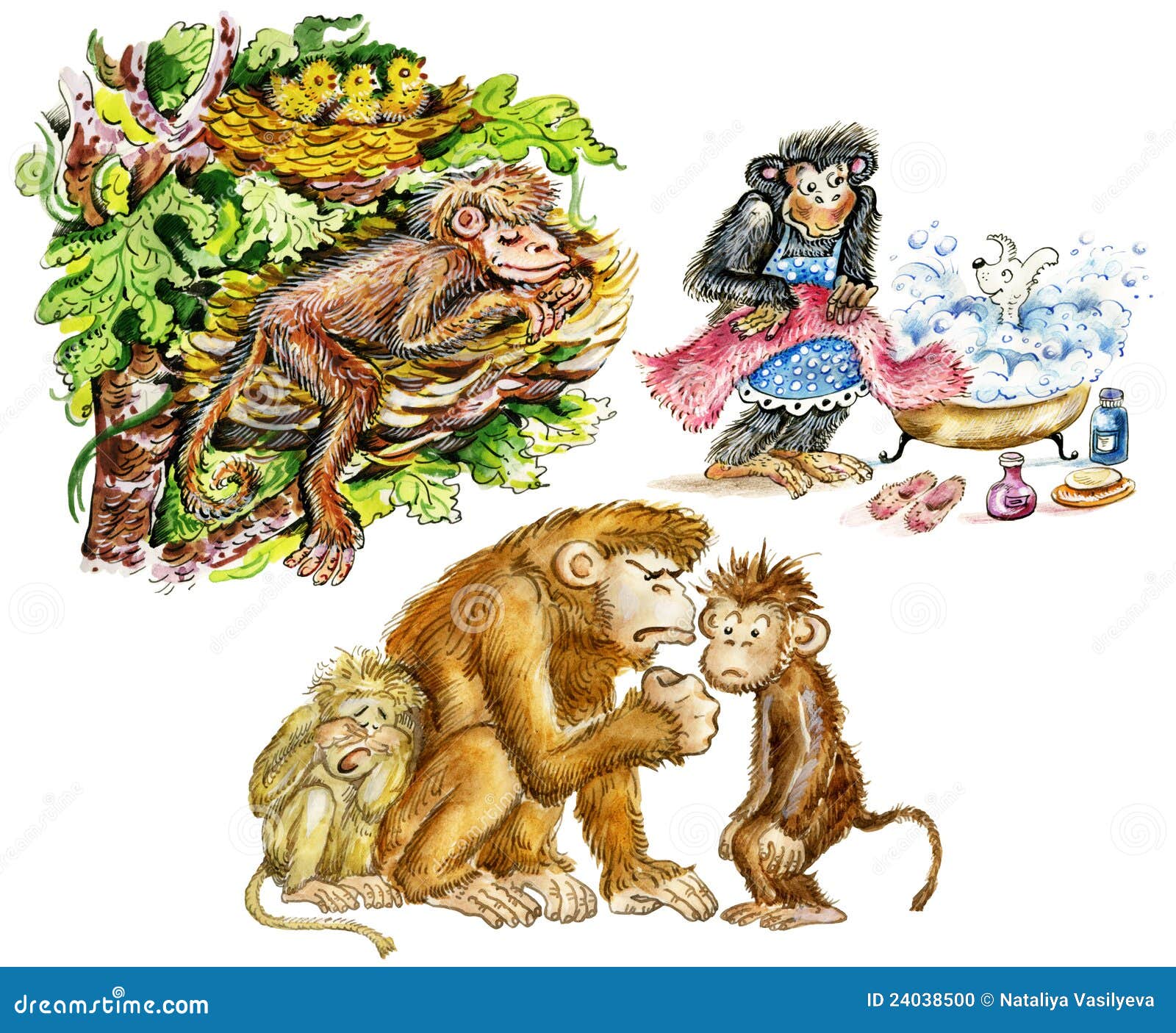 Naughty Monkeys, Duo Monkeys, Funny Monkey,Vector Cartoon Cute Funny ...