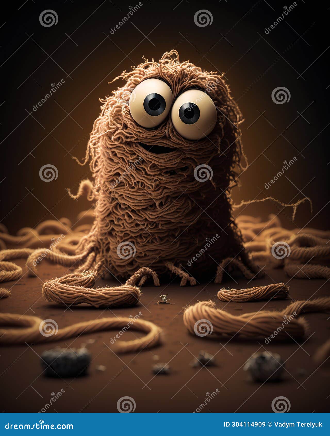 Funny Cute Monster of Stripes and Threads. Animated Creature Looking ...