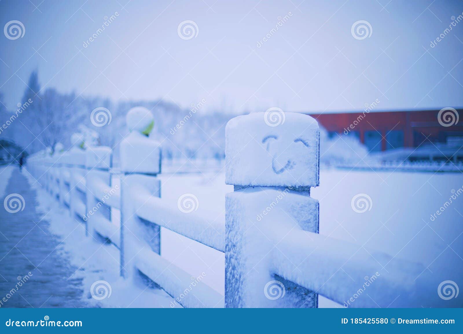 Funny and Cute Smiley Faces in the Snow in Winter Stock Photo - Image ...