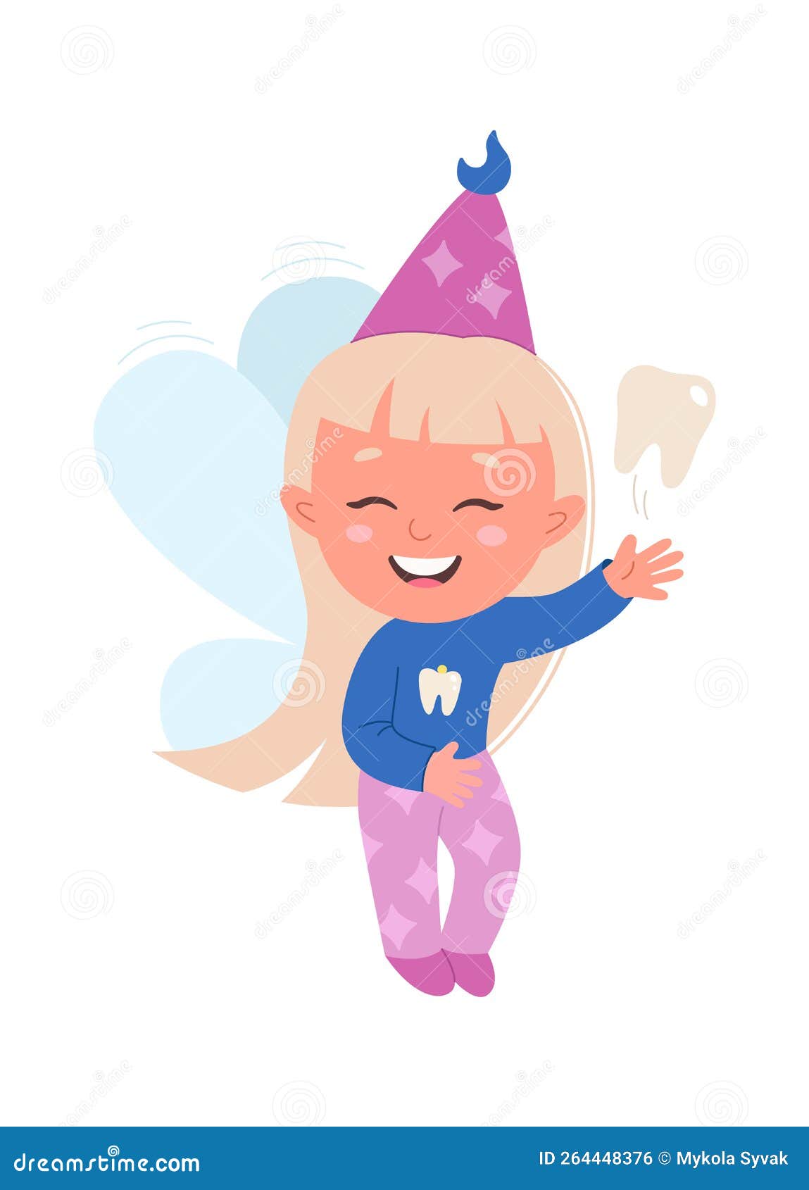 Funny Cute Tooth Fairy with Teeth Flat Icon Stock Vector - Illustration ...
