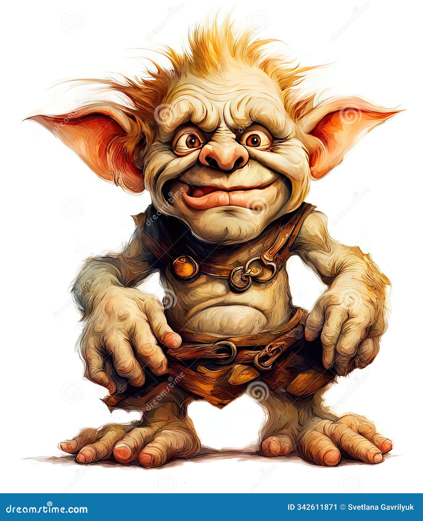 Funny Cute Troll on a White Background, Monsters for Kids Stock ...