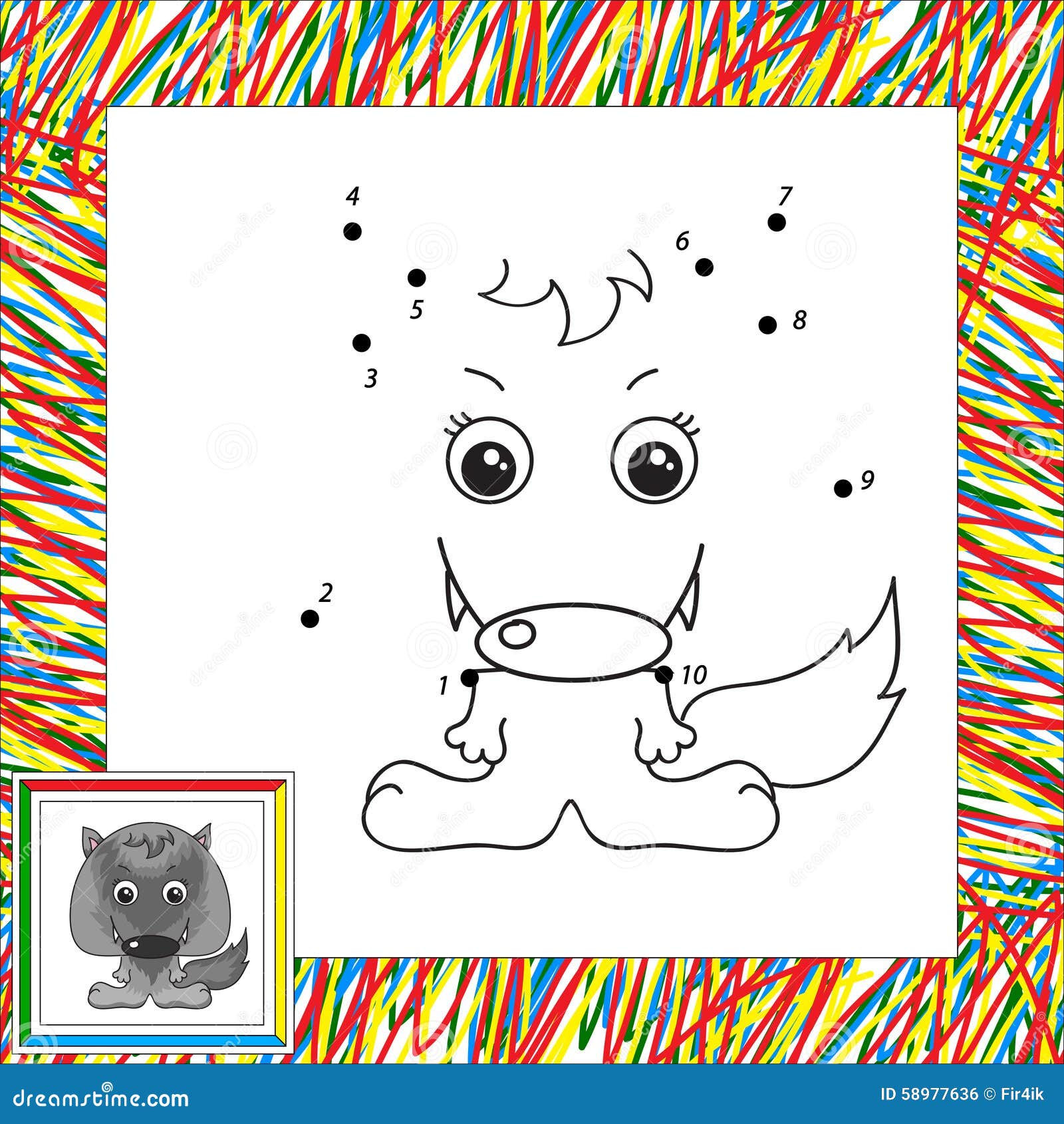 Funny and cute wolf stock vector. Illustration of happy - 58977636