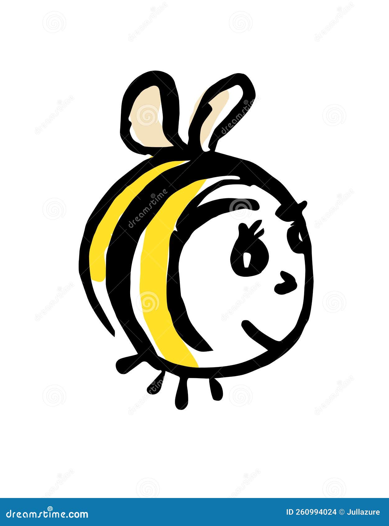 Funny Cute Yellow Bee. Friendly Cartoon Bee Character Stock Vector ...
