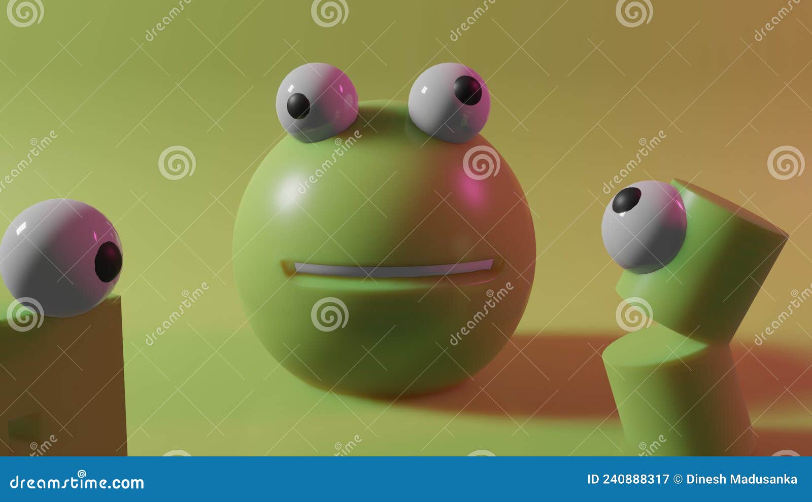 Funny 3D Green Cartoon Character Stock Image Stock Illustration ...