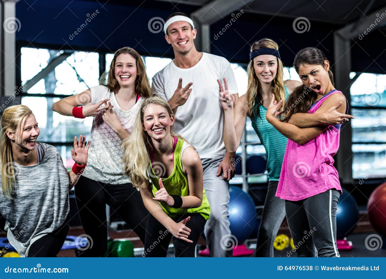 Funny Dancer Group Posing Together Stock Photo - Image of active ...