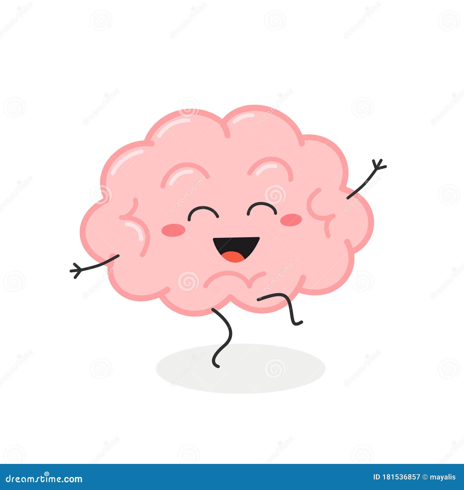 Funny Dancing Cartoon Brain Character Vector Illustration Stock Vector ...