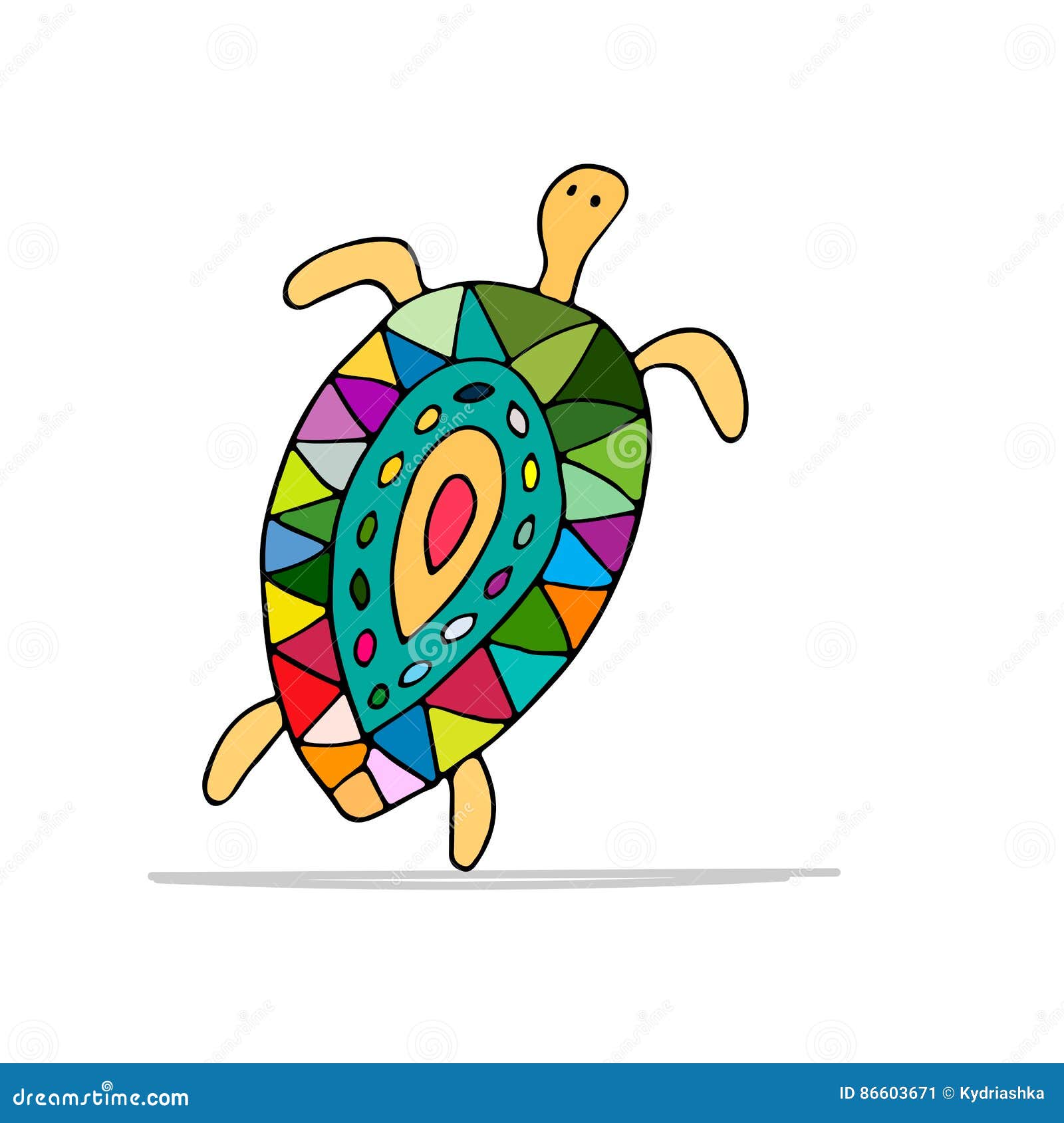 Funny Dancing Turtle, Sketch for Your Design Stock Vector ...
