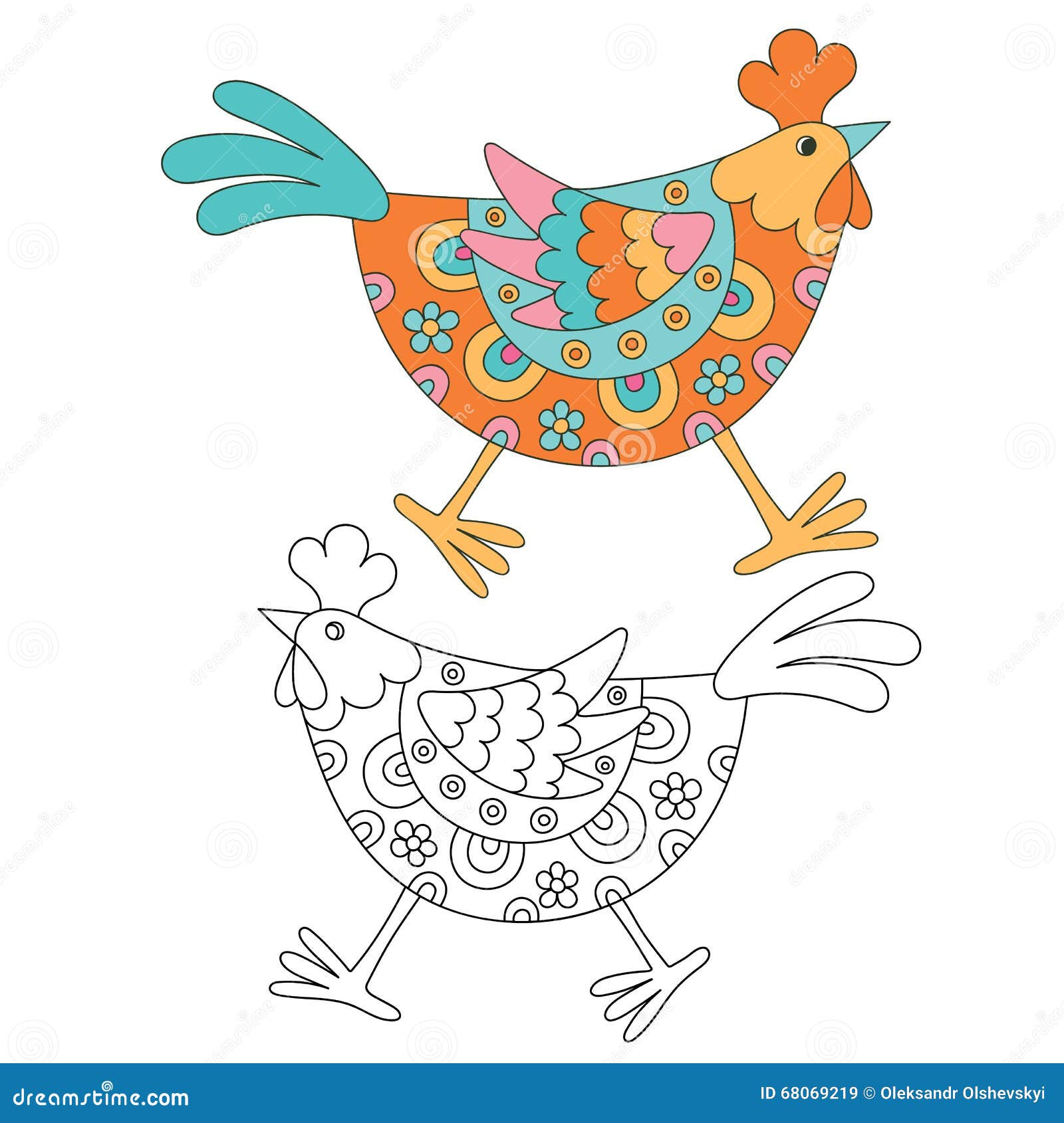 Funny decorative hen stock vector. Illustration of color - 68069219
