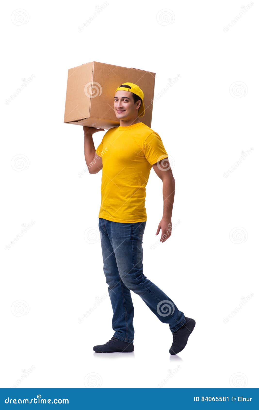 Funny Delivery Man Delivering Package To Customer From Behind His Back ...