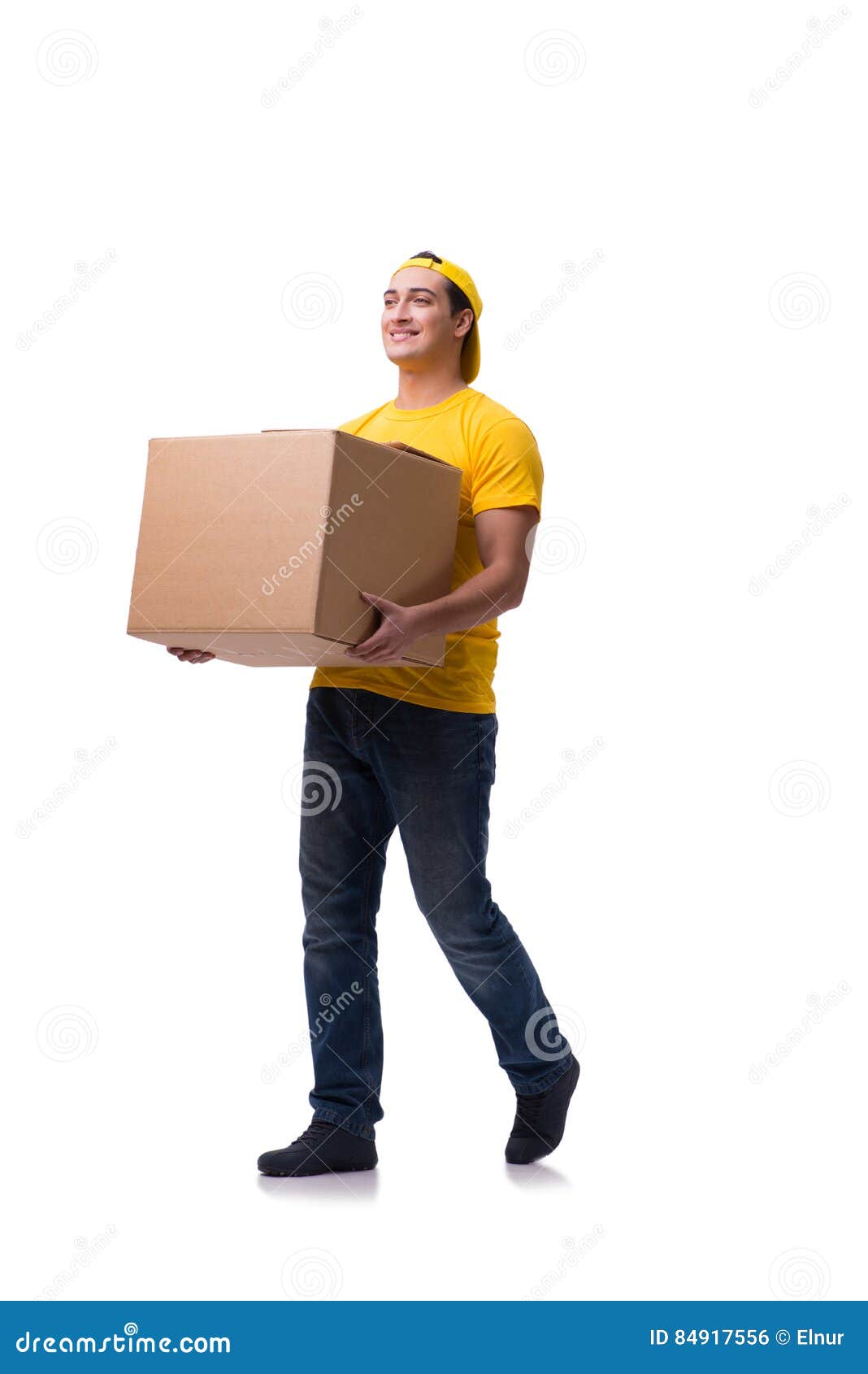 Funny Delivery Man Delivering Package To Customer From Behind His Back ...