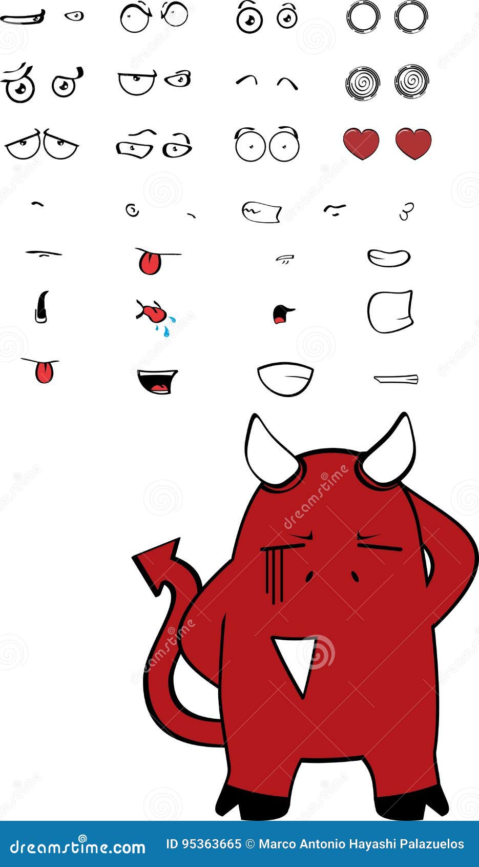 Funny Demon Cartoon Expressions Set Stock Vector - Illustration of ...