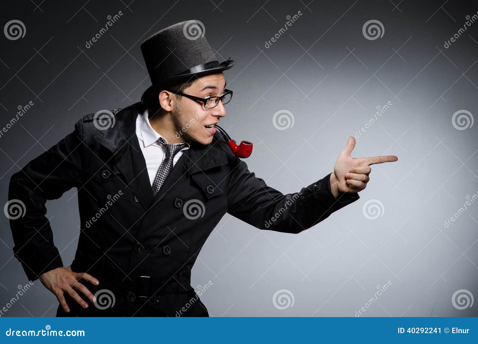 Funny detective with pipe stock image. Image of face - 40292241