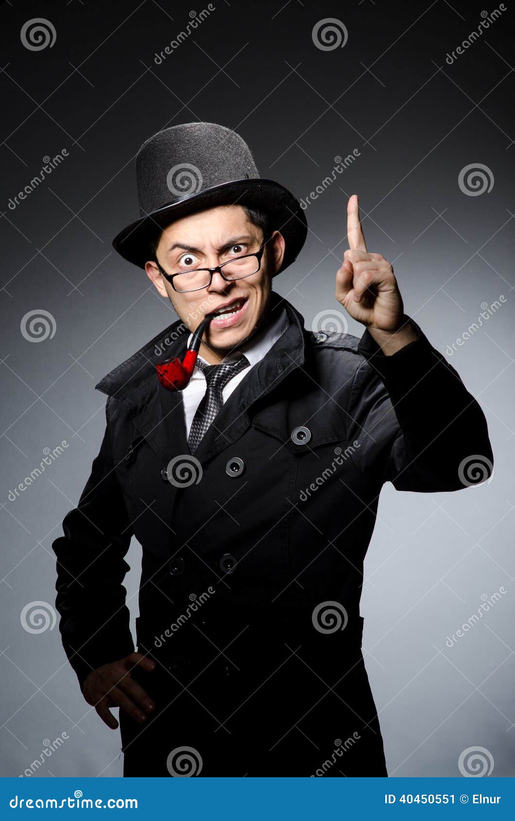 Funny detective with pipe stock image. Image of profession - 40450551