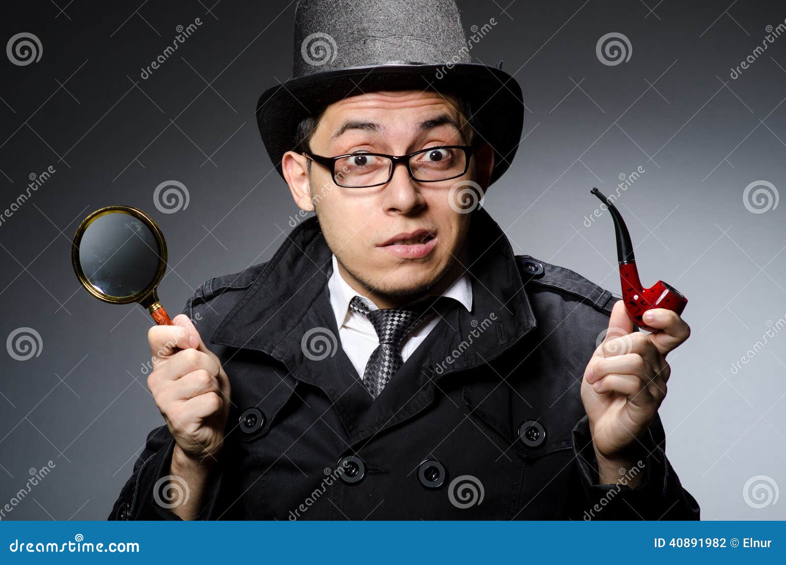 Funny detective with pipe stock photo. Image of funny - 40891982