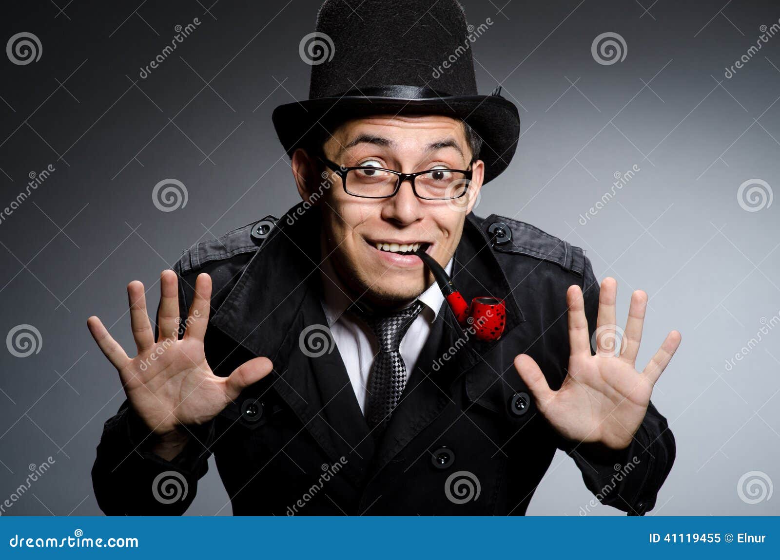 Funny detective with pipe stock image. Image of retro - 41119455