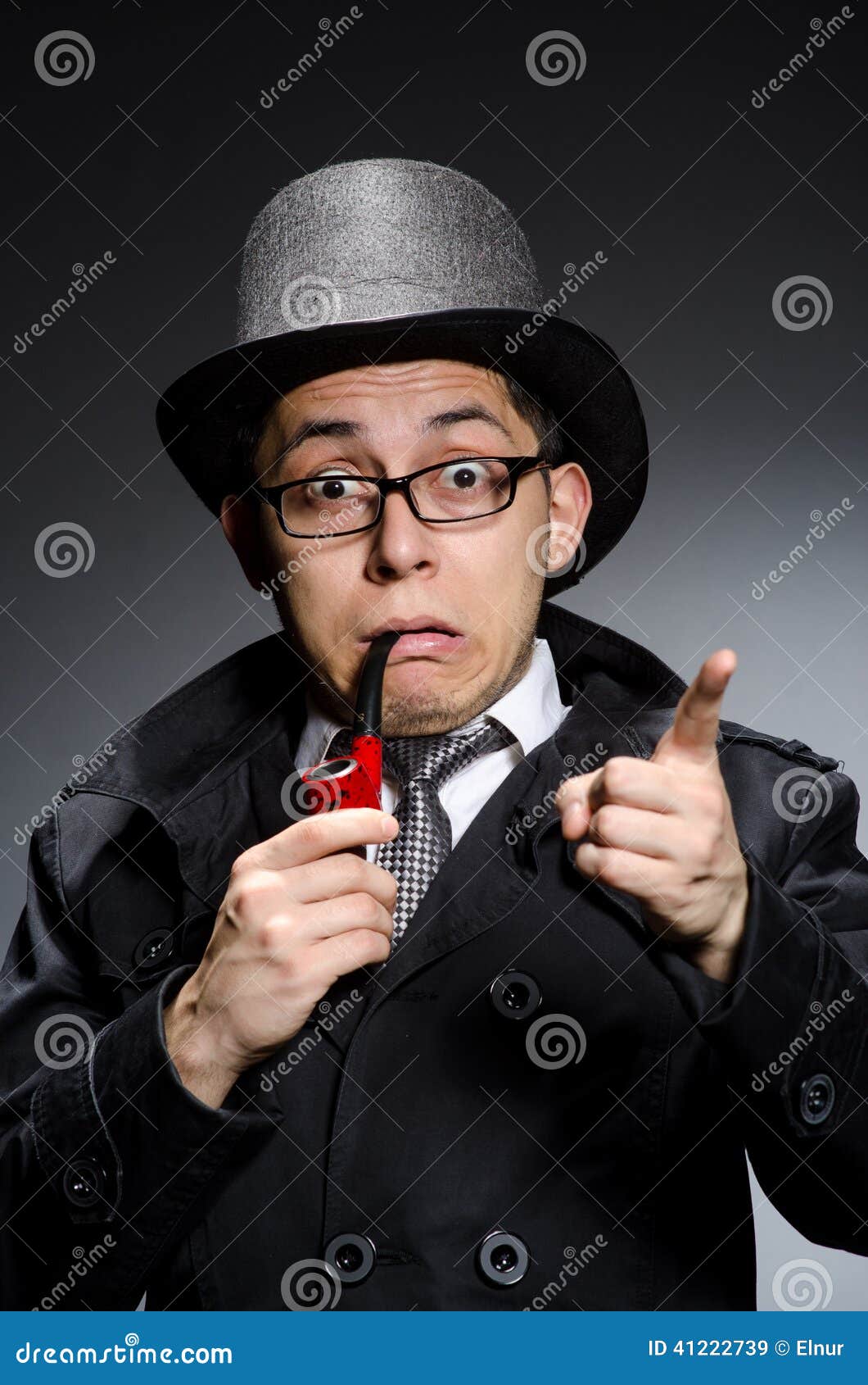 Funny detective with pipe stock image. Image of profession - 41222739