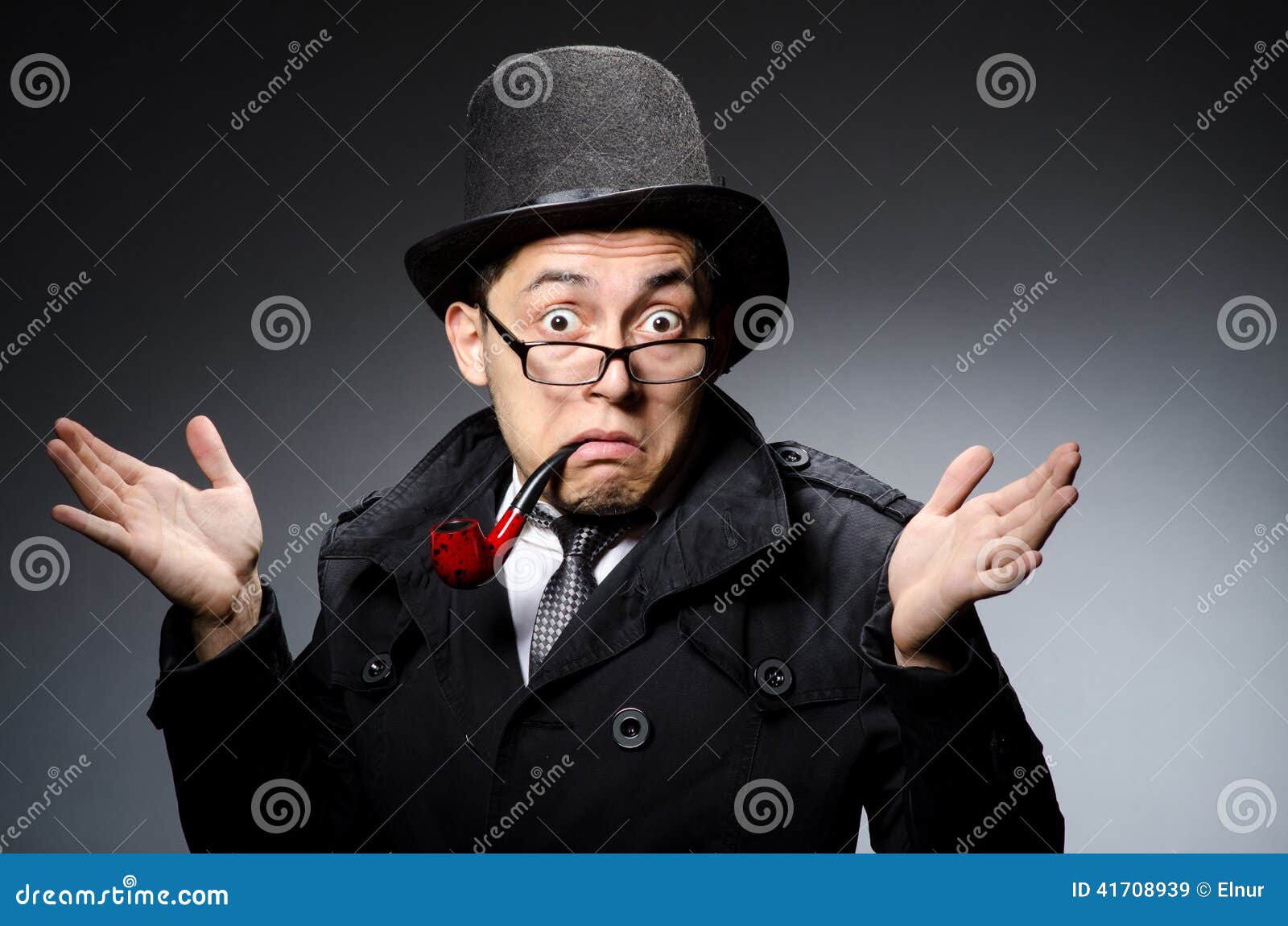Funny detective with pipe stock image. Image of police - 41708939