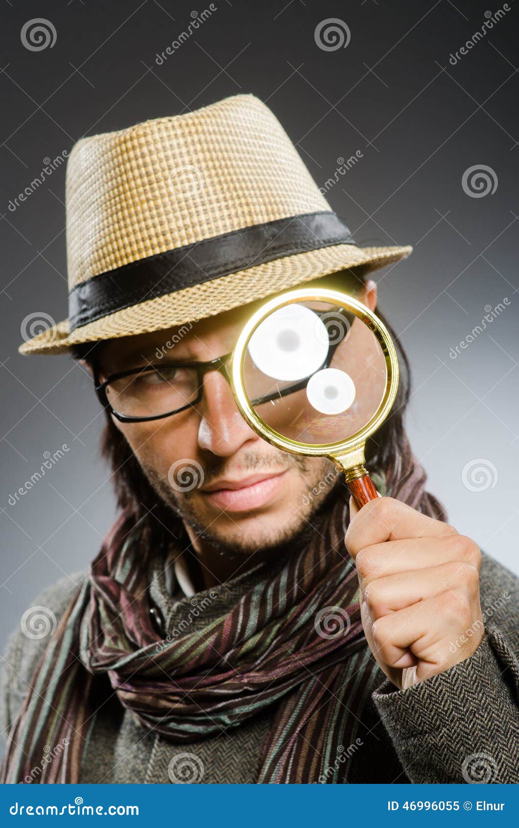 Funny Detective with Smoking Pipe Stock Image - Image of background ...