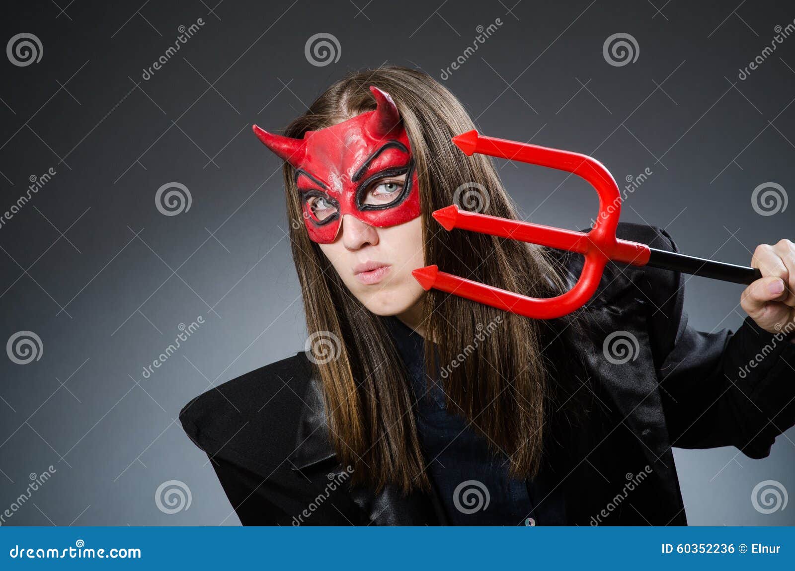 Funny Devil in Halloween Concept Stock Photo - Image of female, costume ...