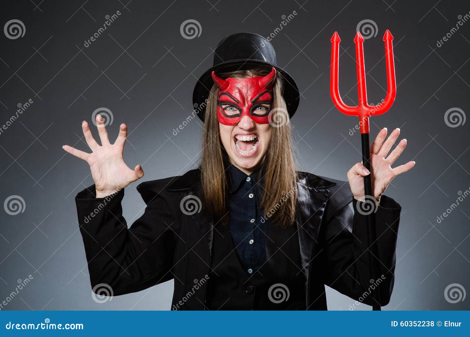 Funny Devil in Halloween Concept Stock Photo - Image of black, fantasy ...