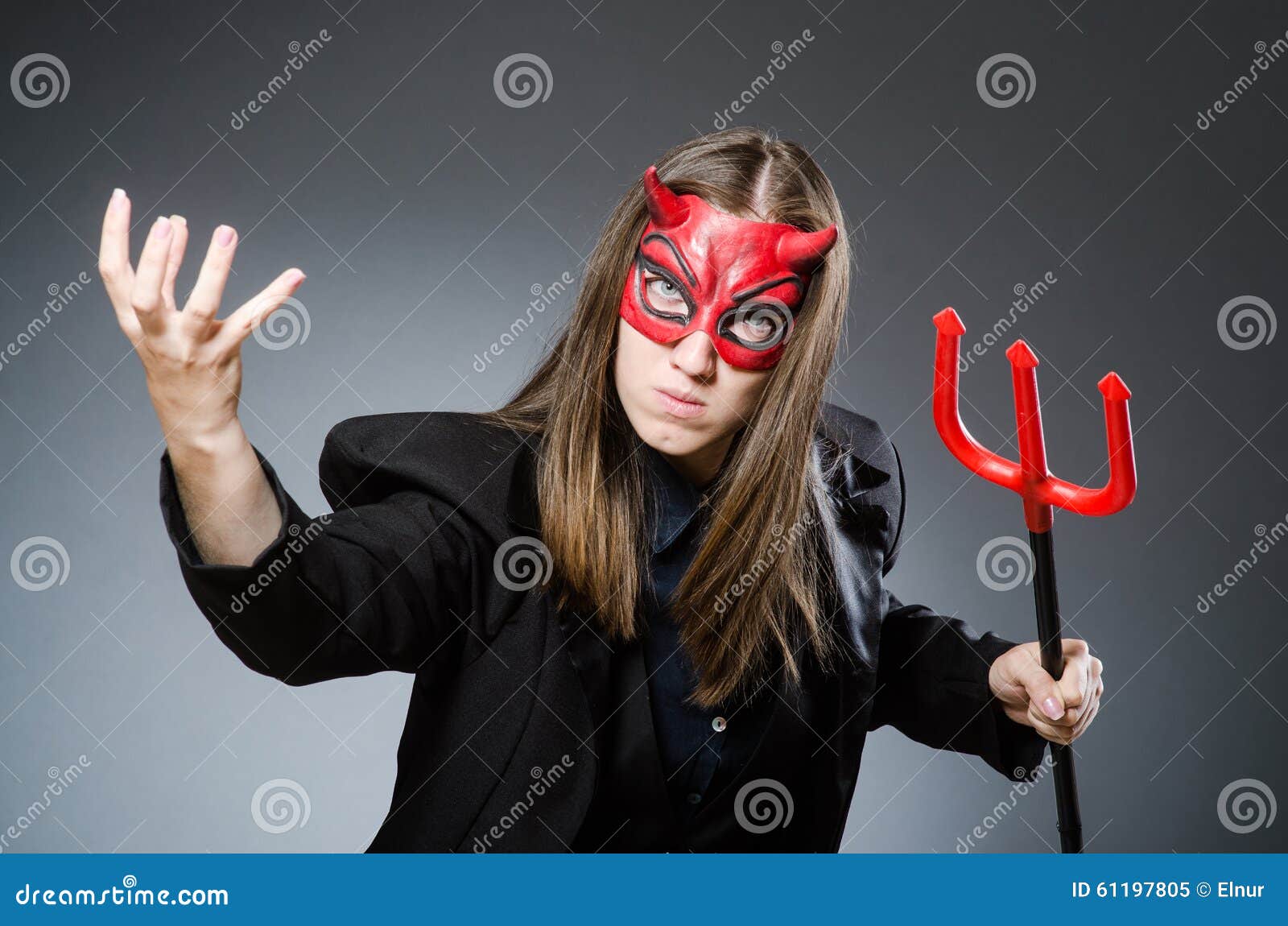 The Funny Devil in Halloween Concept Stock Image - Image of evil, black ...