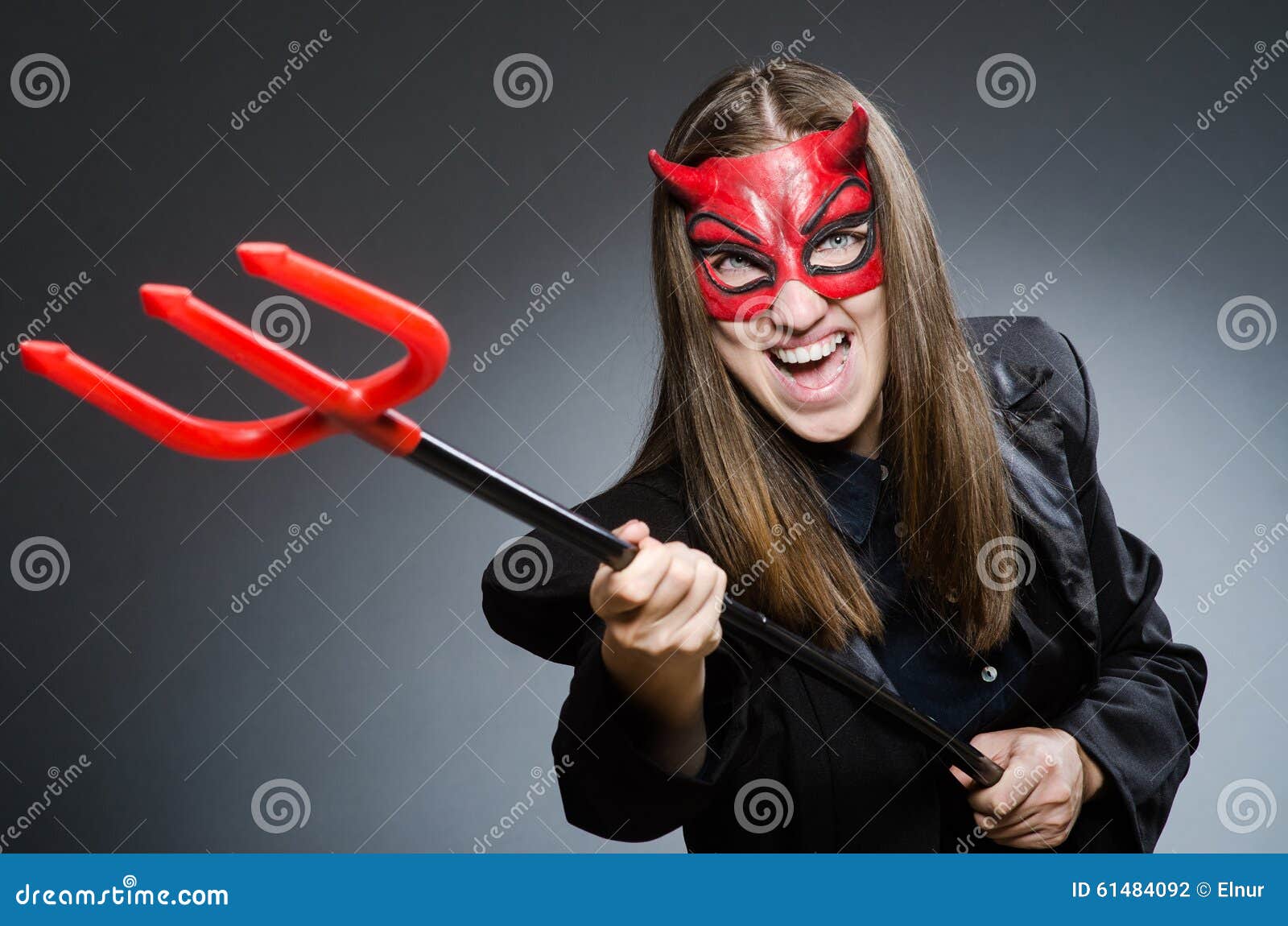 The Funny Devil in Halloween Concept Stock Photo - Image of fear, horns ...