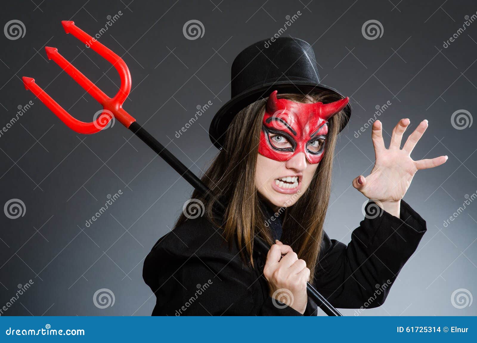 The Funny Devil in Halloween Concept Stock Photo - Image of horned ...