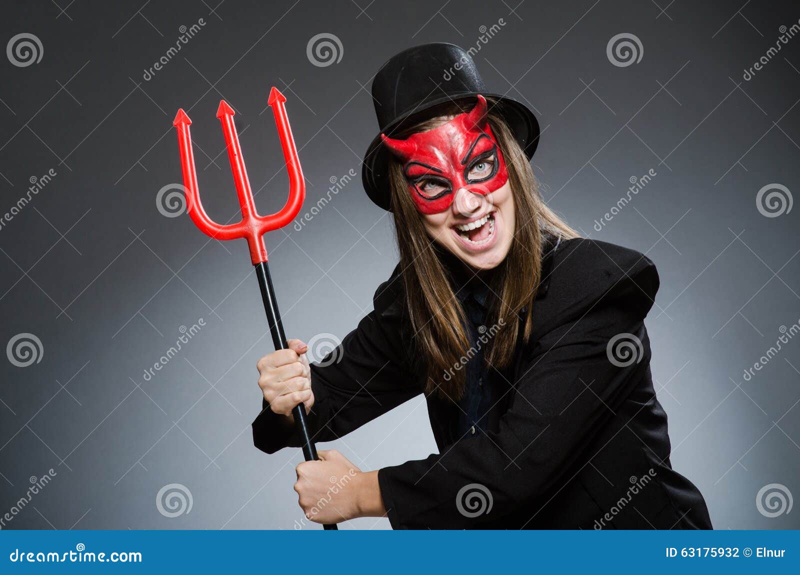 The Funny Devil in Halloween Concept Stock Photo - Image of mystery ...