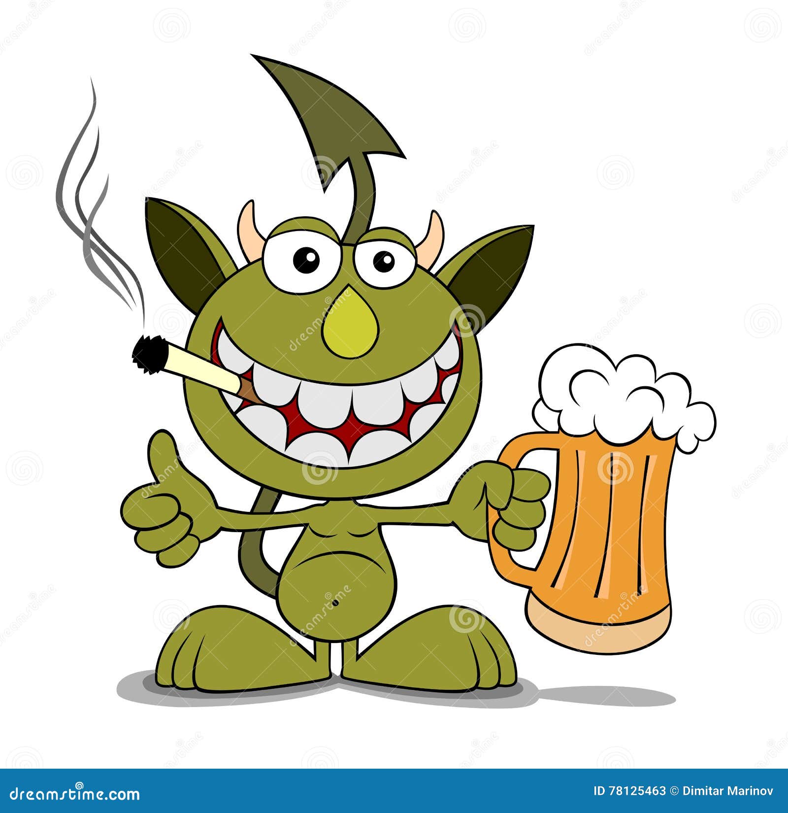 Funny devil stock vector. Illustration of cheers, cigarette - 78125463