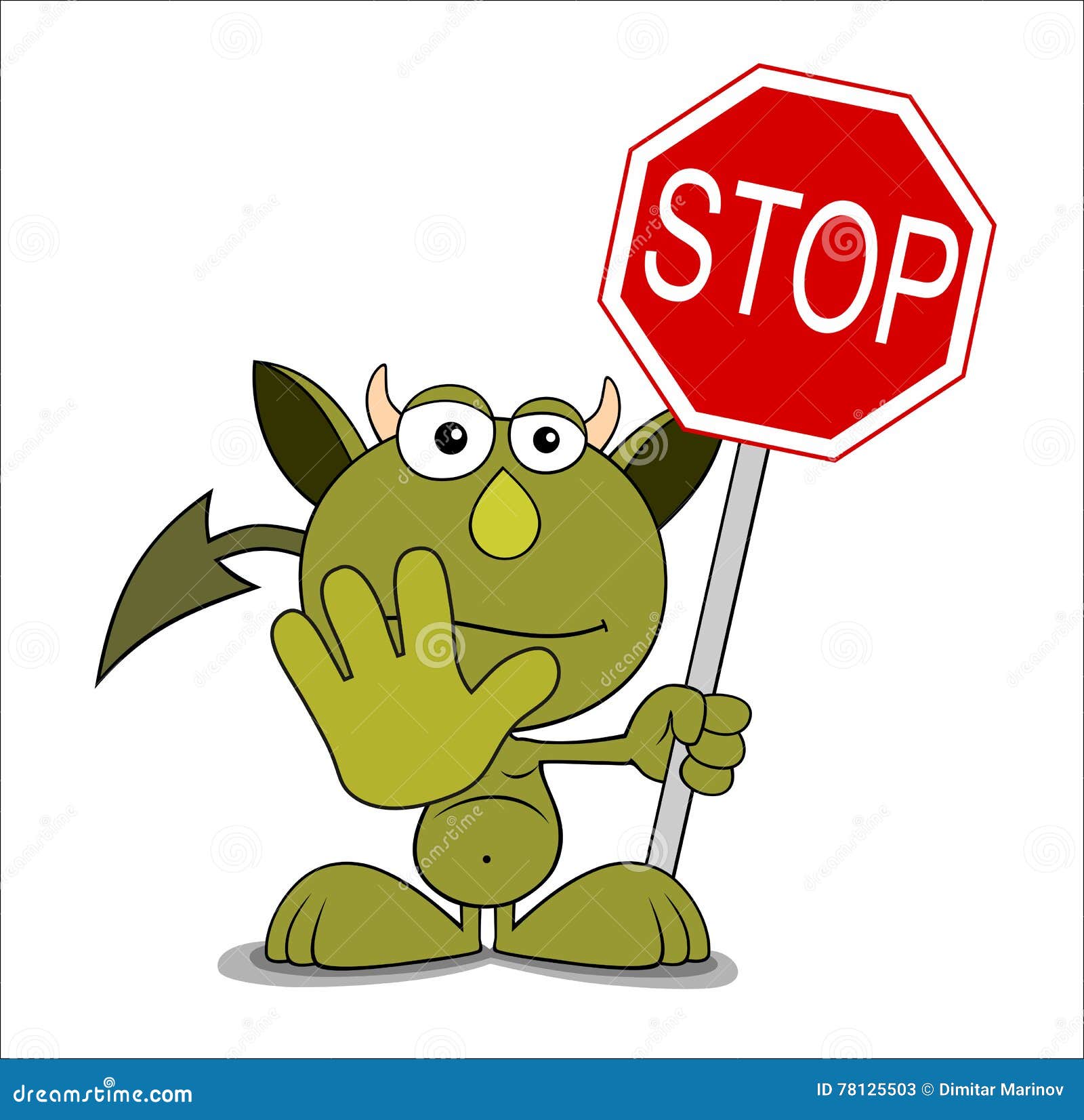 Funny Devil Caricature, Horned Demon Icon With Trident, Stick Figure ...